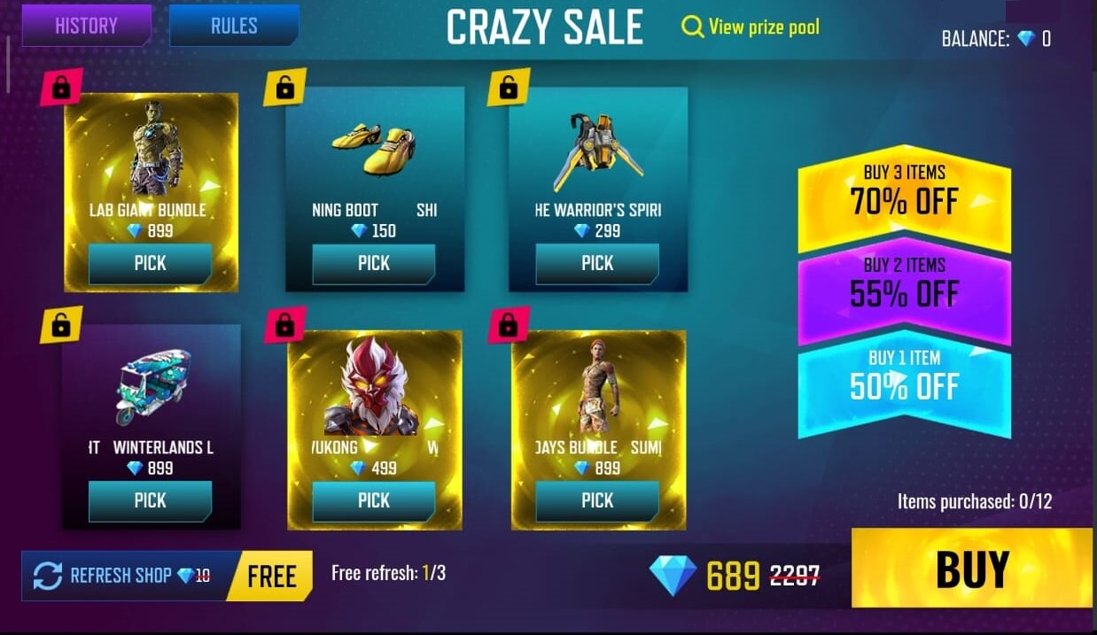 Free Fire Crazy Sale Event - Get 70% Discount On All Items – Mobile ...