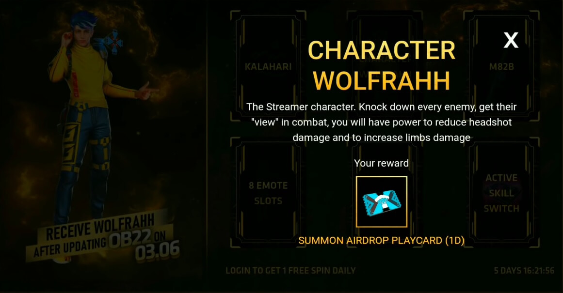 Here Is How To Get Free Wolfrahh Character In Free Fire – Mobile Mode ...