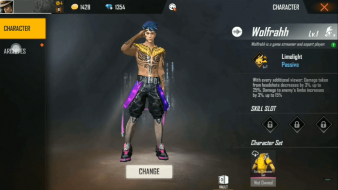 Free Fire Wolfrahh Character Is Free For All Users – Mobile Mode Gaming