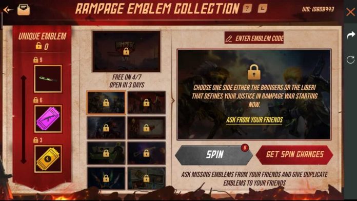 Free Fire Rampage Emblem Collection Event: How To Collect Rampage ...