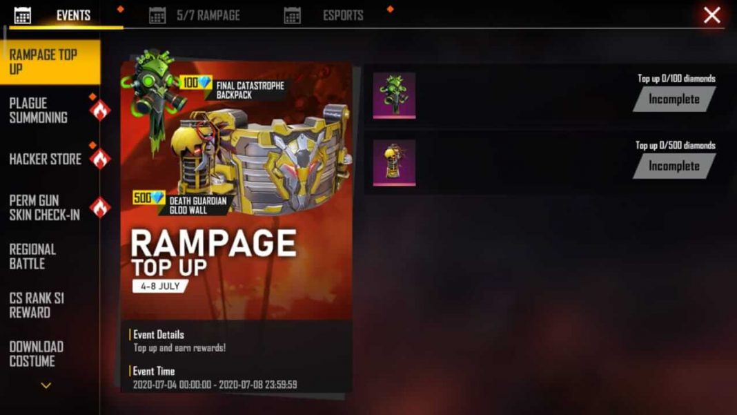 Free Fire Rampage Top Up Event Complete Details – Mobile Mode Gaming