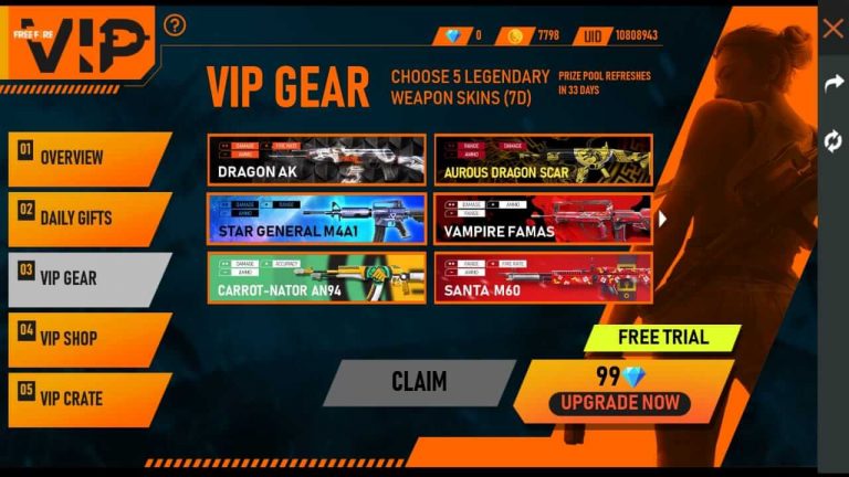 Free Fire VIP Event Complete Details: Get VIP Benefits For 7 Days ...